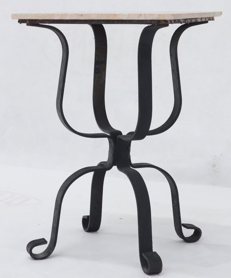 Travertine Square Top Wrought Iron Base Occasional Side Table Stand at ...