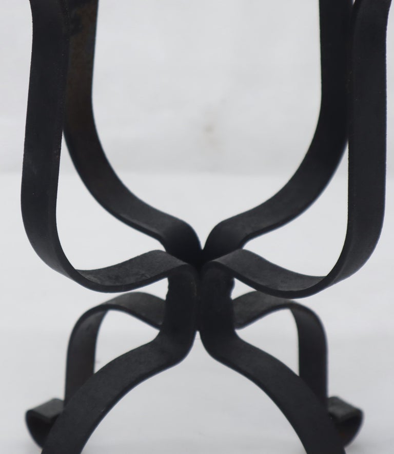 Travertine Square Top Wrought Iron Base Occasional Side Table Stand at ...