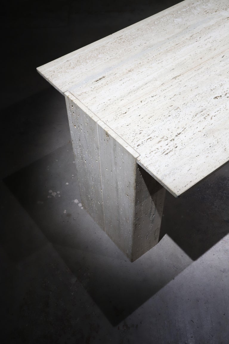 Travertine Desk or Dining Table at 1stDibs