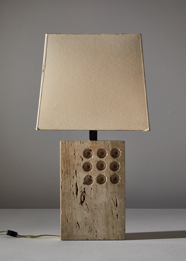 Travertine Table Lamp by Raymor at 1stDibs | travertine lamps