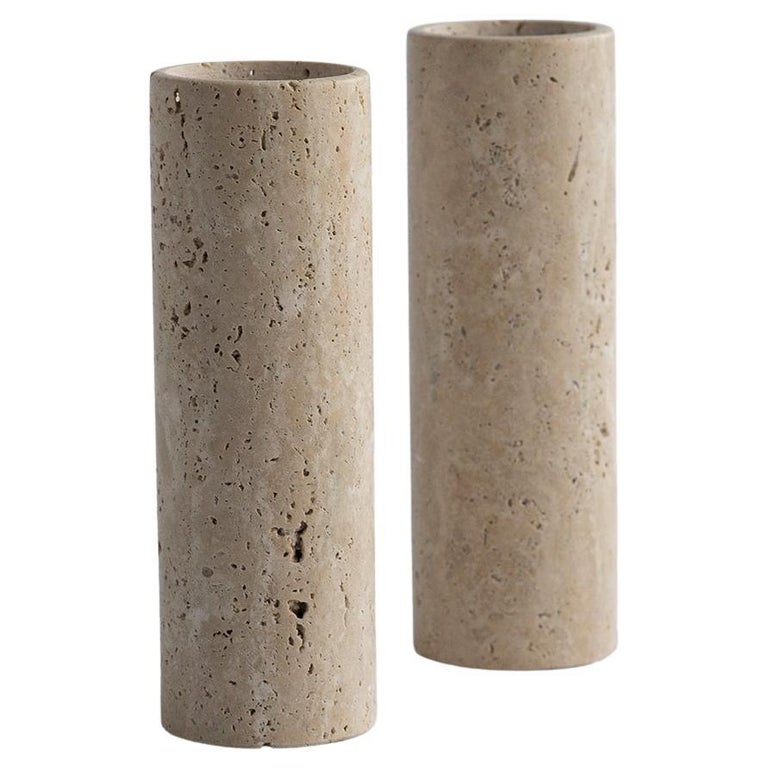 Travertine Tea Light Holder Set of Two For Sale at 1stDibs