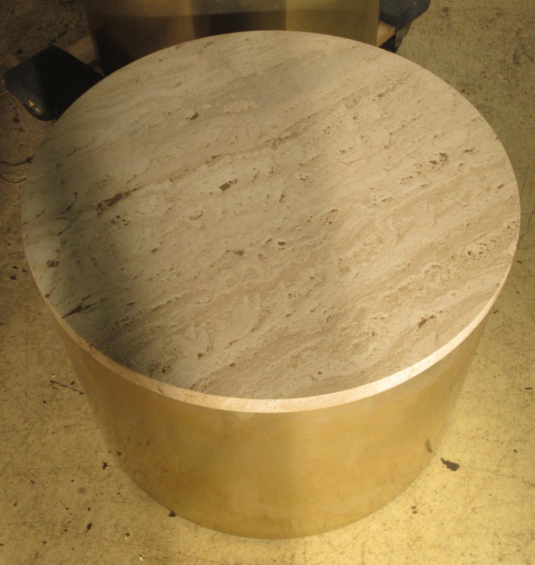 Travertine Top Minimalist Cylinder Tables by Paul Mayen - Habitat ...