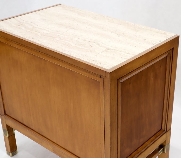 Travertine Top Three Drawers Bachelors Chest with Brass Pulls and ...