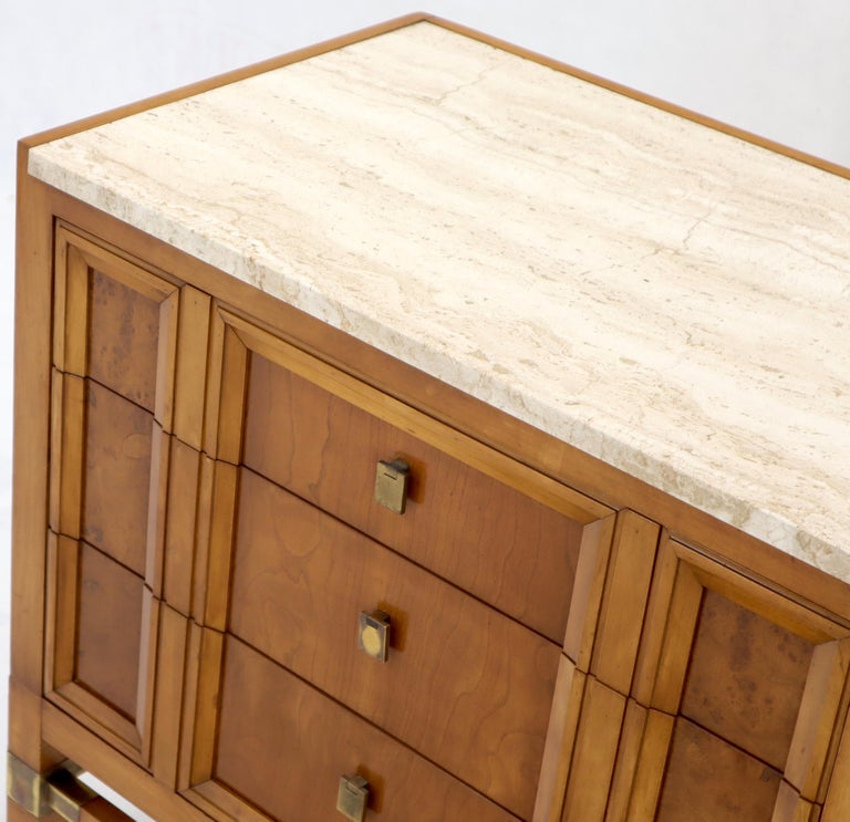 Travertine Top Three Drawers Bachelors Chest with Brass Pulls and ...