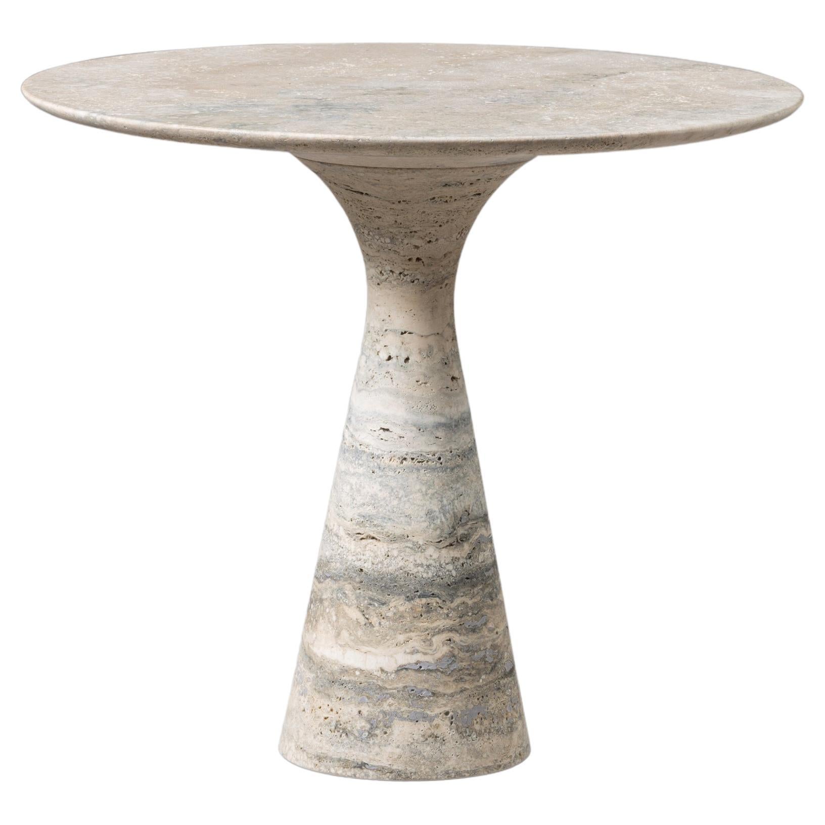 Travertino Rosso Refined Contemporary Marble Side Table at 1stDibs