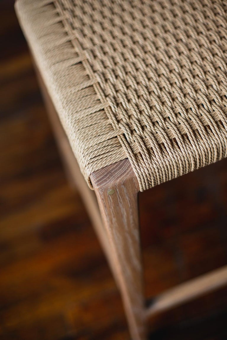 Travis Modern Stool with Woven Danish Cord Seat and Low Back For Sale ...