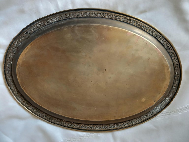 Tray Bronze Oval-Shaped Victorian with Decorated Lateral Festoon For ...