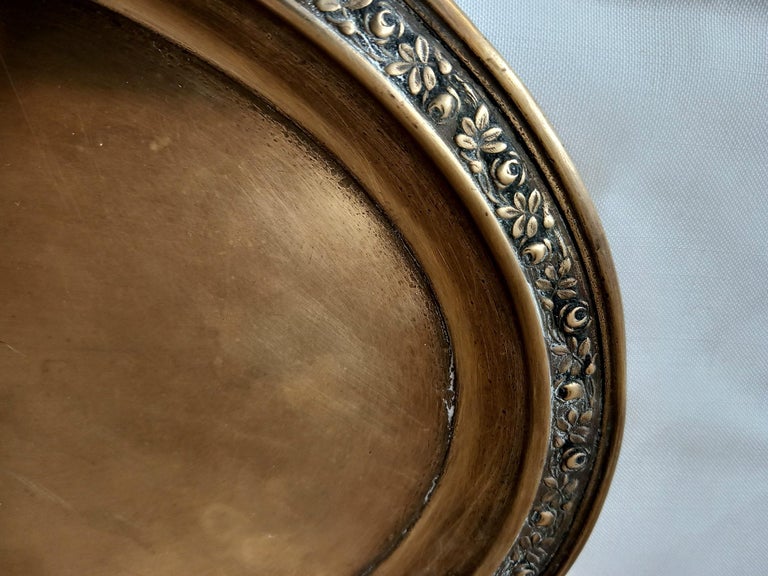 Tray Bronze Oval-Shaped Victorian with Decorated Lateral Festoon For ...
