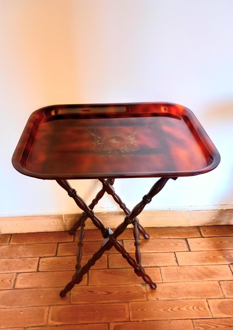 Tray Methacrylate Turtle Shell Design, with Folding Legs, Side Table ...
