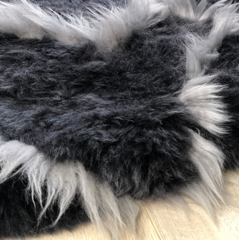 Treasure Designer Patchwork Sheepskin Rug in Charcoal Grey, Made in ...