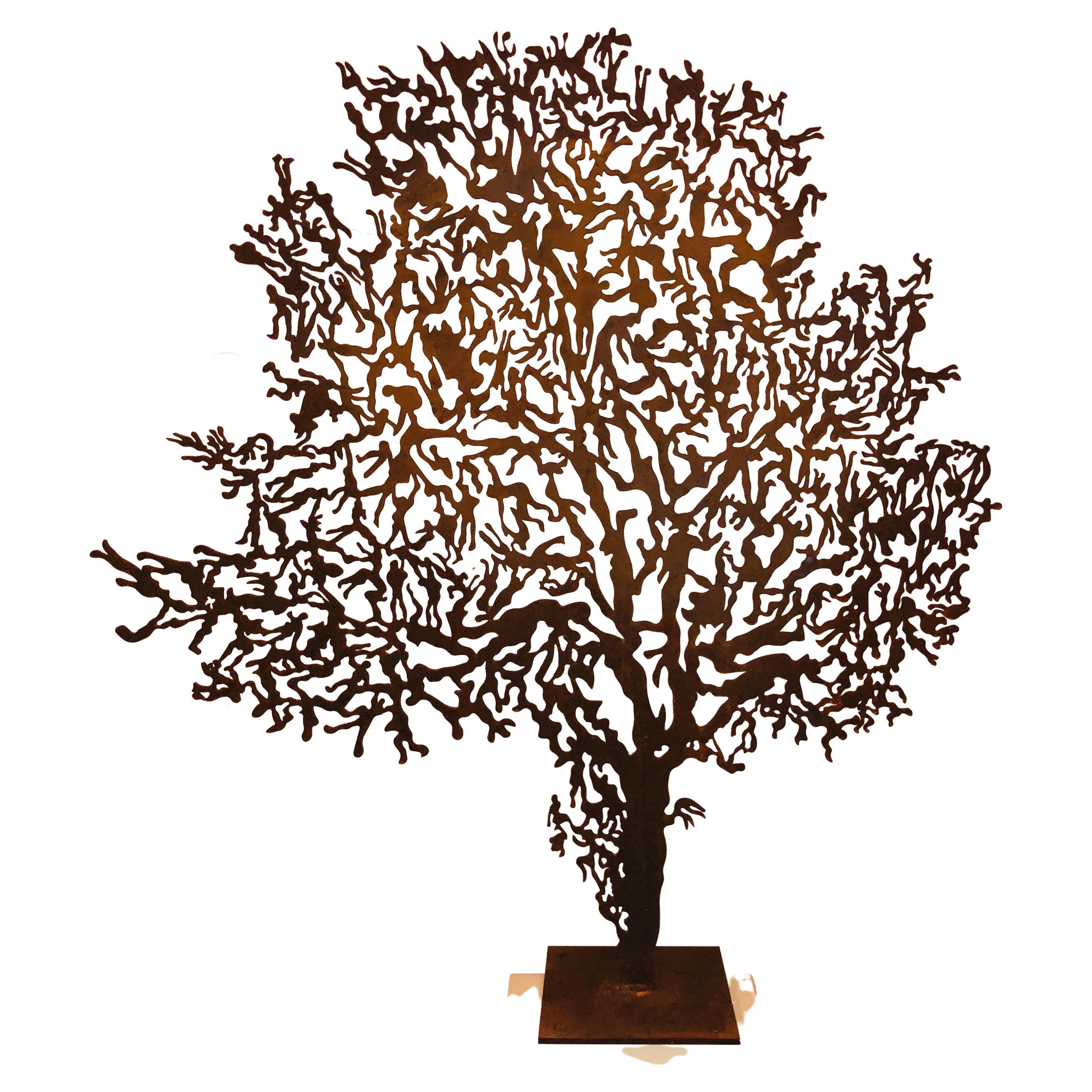 Midcentury Ebony and Bark Hand Carved Tree of Life Sculpture For Sale ...