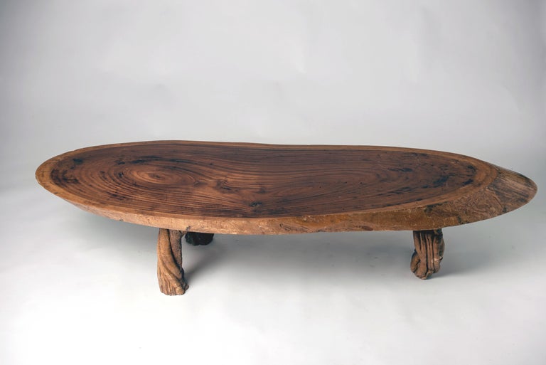 Tree Slice Coffee Table with Feet Made of Liana at 1stDibs