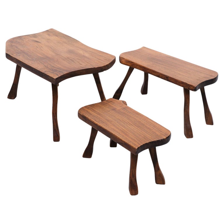 Tree Trunk Nesting Tables Hand Carved, 1960s For Sale at 1stDibs