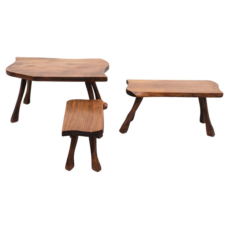 Tree Trunk Nesting Tables Hand Carved, 1960s For Sale at 1stDibs