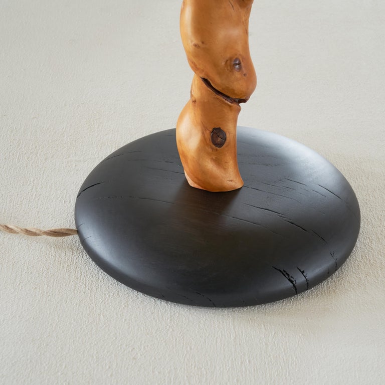 Tree Trunk Table Lamp in Acacia, Oak and Linen, 1950s For Sale at 1stDibs