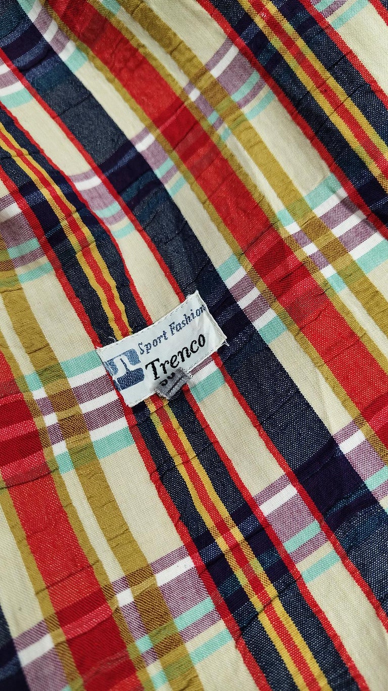 Trenco Vintage Mens 70s Red Plaid Seersucker Blazer Jacket, 1970s For ...