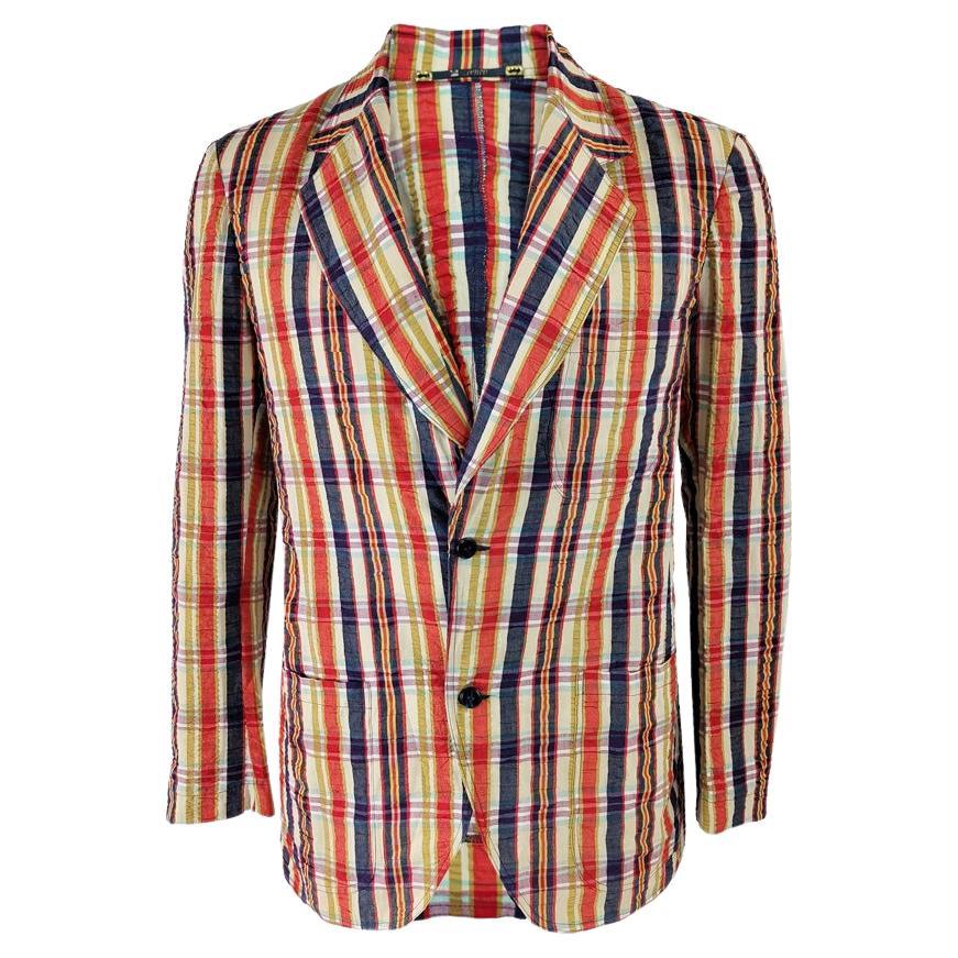 Trenco Vintage Mens 70s Red Plaid Seersucker Blazer Jacket, 1970s For ...