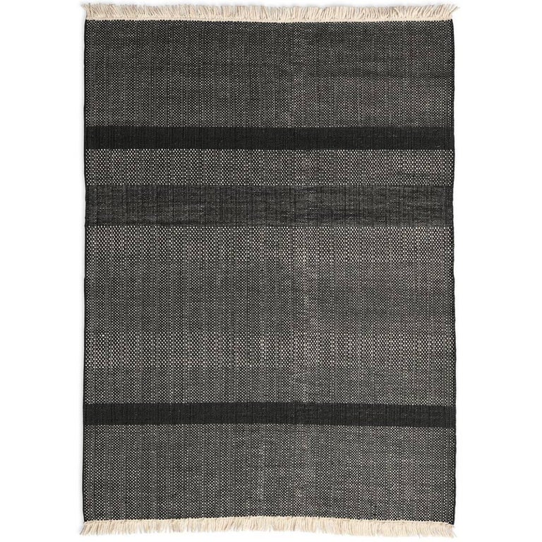 Tres Black Hand-Loomed Wool and Felt Texture Rug by Nani Marquina For ...