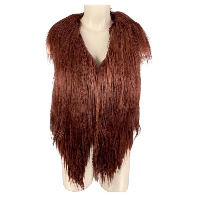 TRESCHIC FURS Size S Burgundy Lamb Fur Open Front Vest For Sale at 1stDibs
