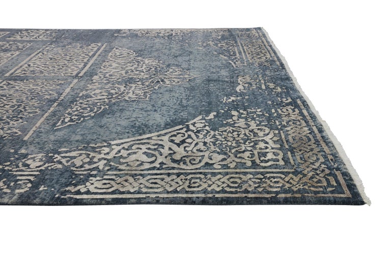 TRESOR Hand Knotted French Rococo Inspired Rug in Beige and Blue ...