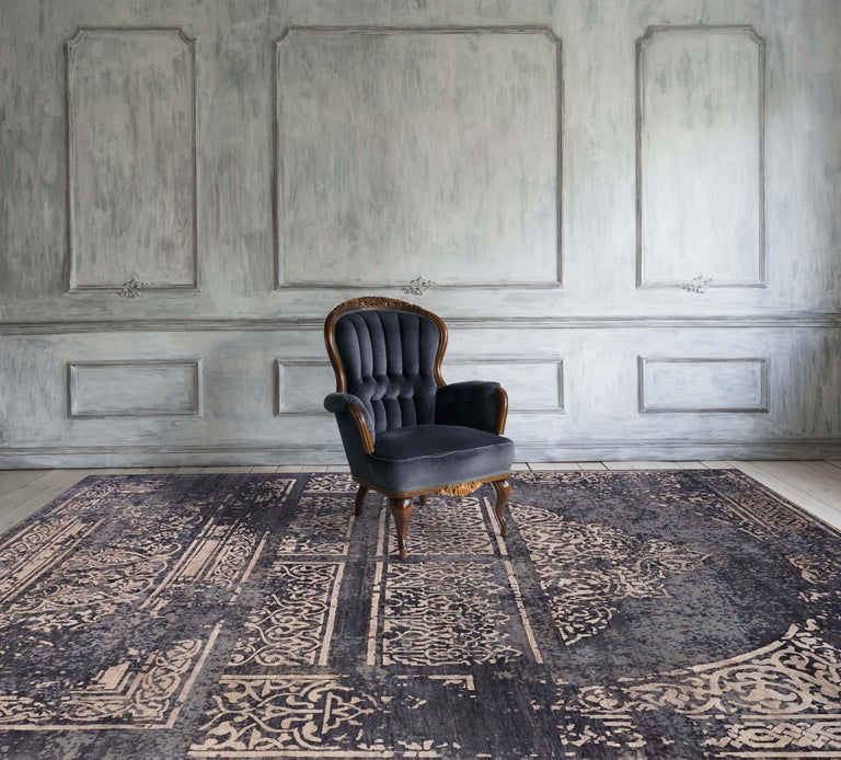 TRESOR Hand Knotted French Rococo Inspired Rug in Beige and Blue ...