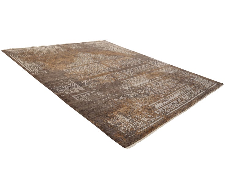 TRESOR Hand Knotted French Rococo Inspired Rug in Beige and Blue ...