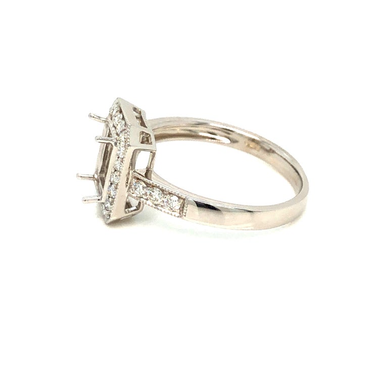 Tresor Paris Bespoke Halo Mount Emerald Shape Round Diamond Engagement ...