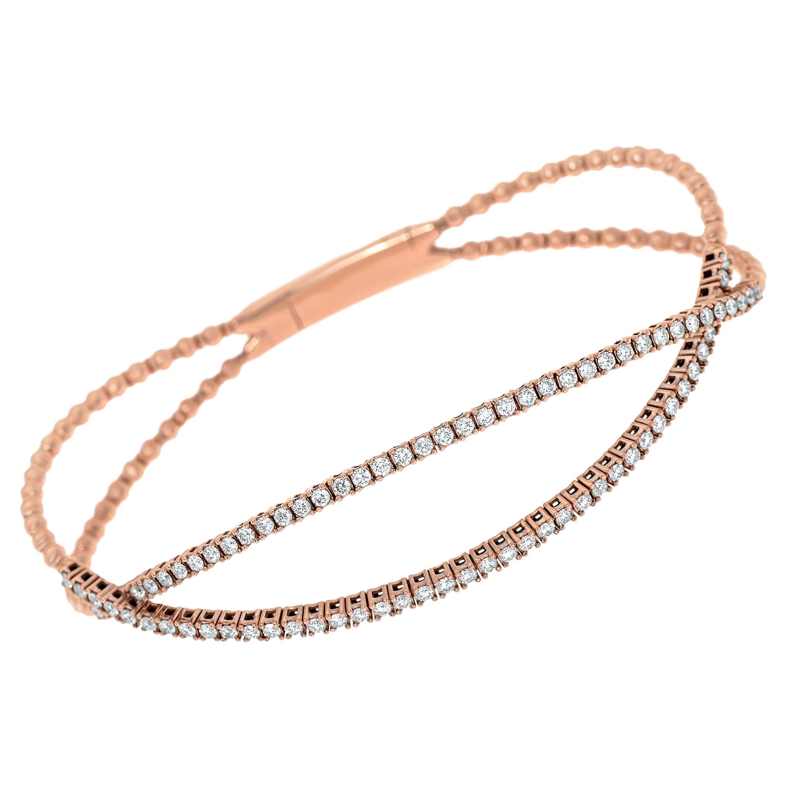 Messika 18K Rose Gold 4.09 Ct Diamond Wide Bangle Bracelet For Sale at ...