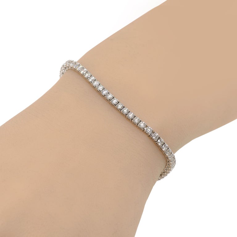 Tresorra 18k White Gold Diamond 4 72 Carat Tw Tennis Bracelet For Sale