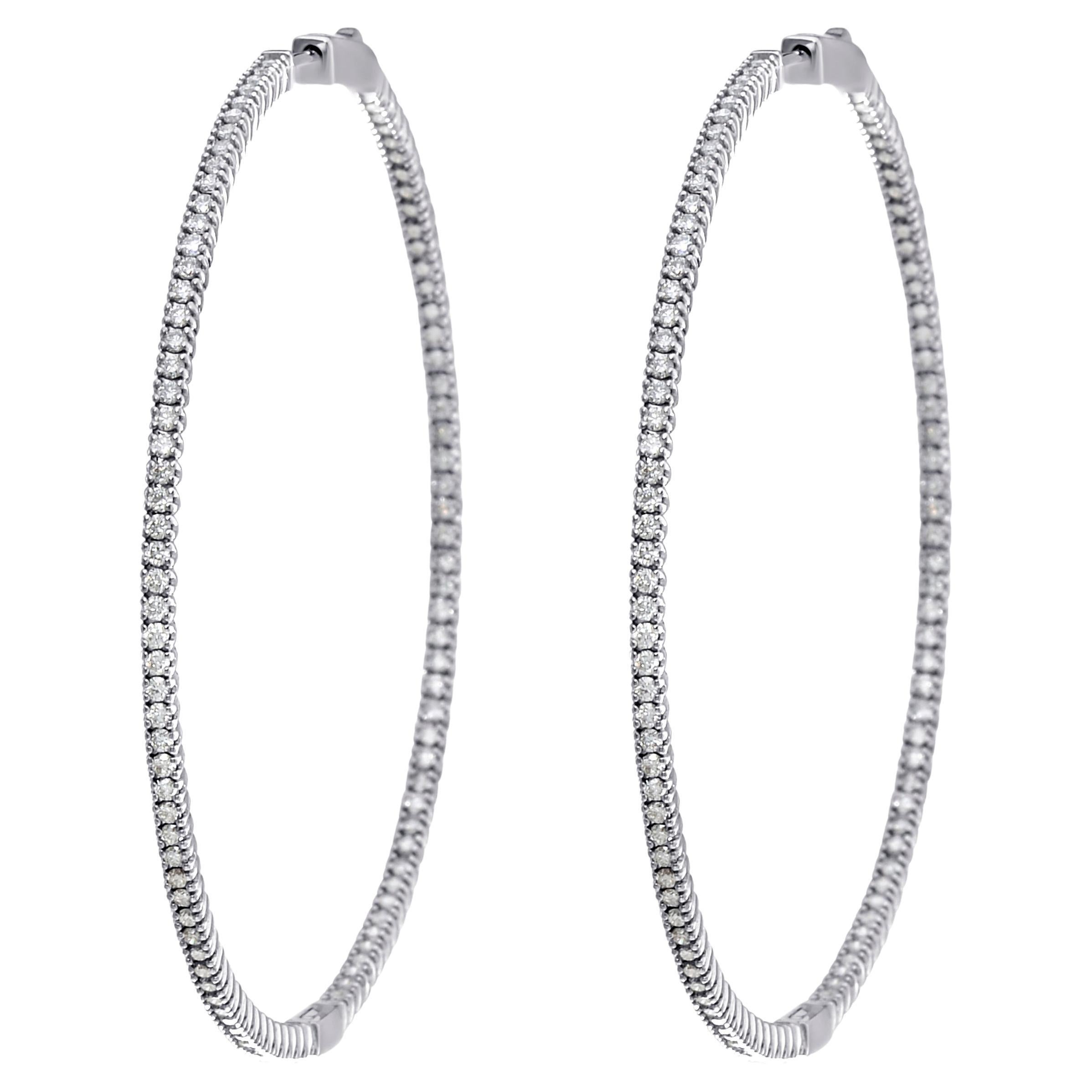 Tresorra 18k White Gold Diamond Hoop Earrings For Sale At 1stdibs