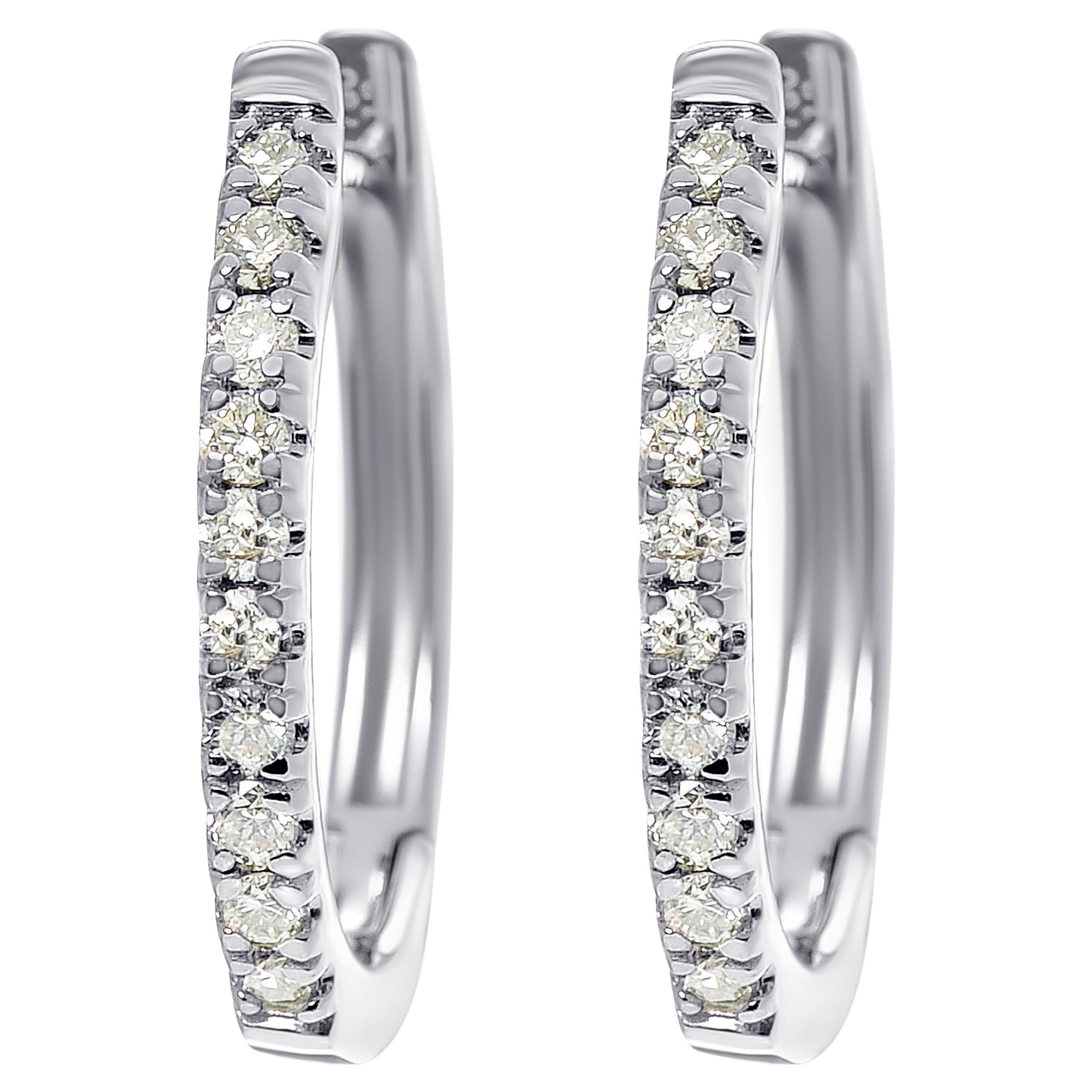 Damiani D Lace 18k White Gold Diamond Huggie Earrings For Sale At 1stdibs