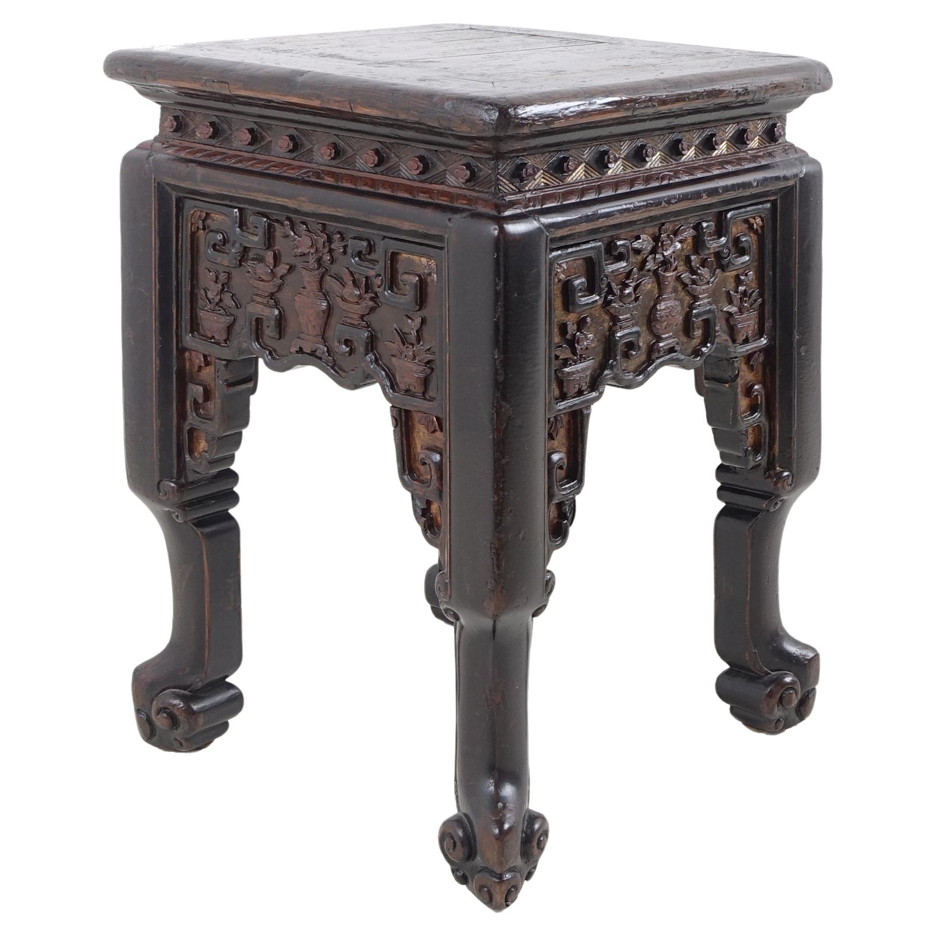 Chinese Square Hardwood Stand at 1stDibs
