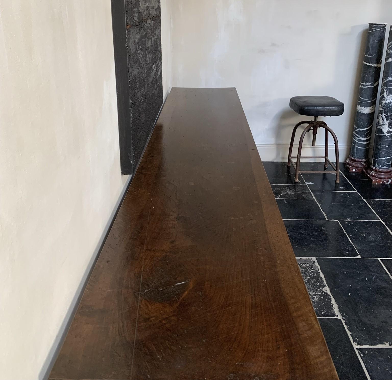 TRESTLE console table with 19th century walnut one slab top at 1stDibs