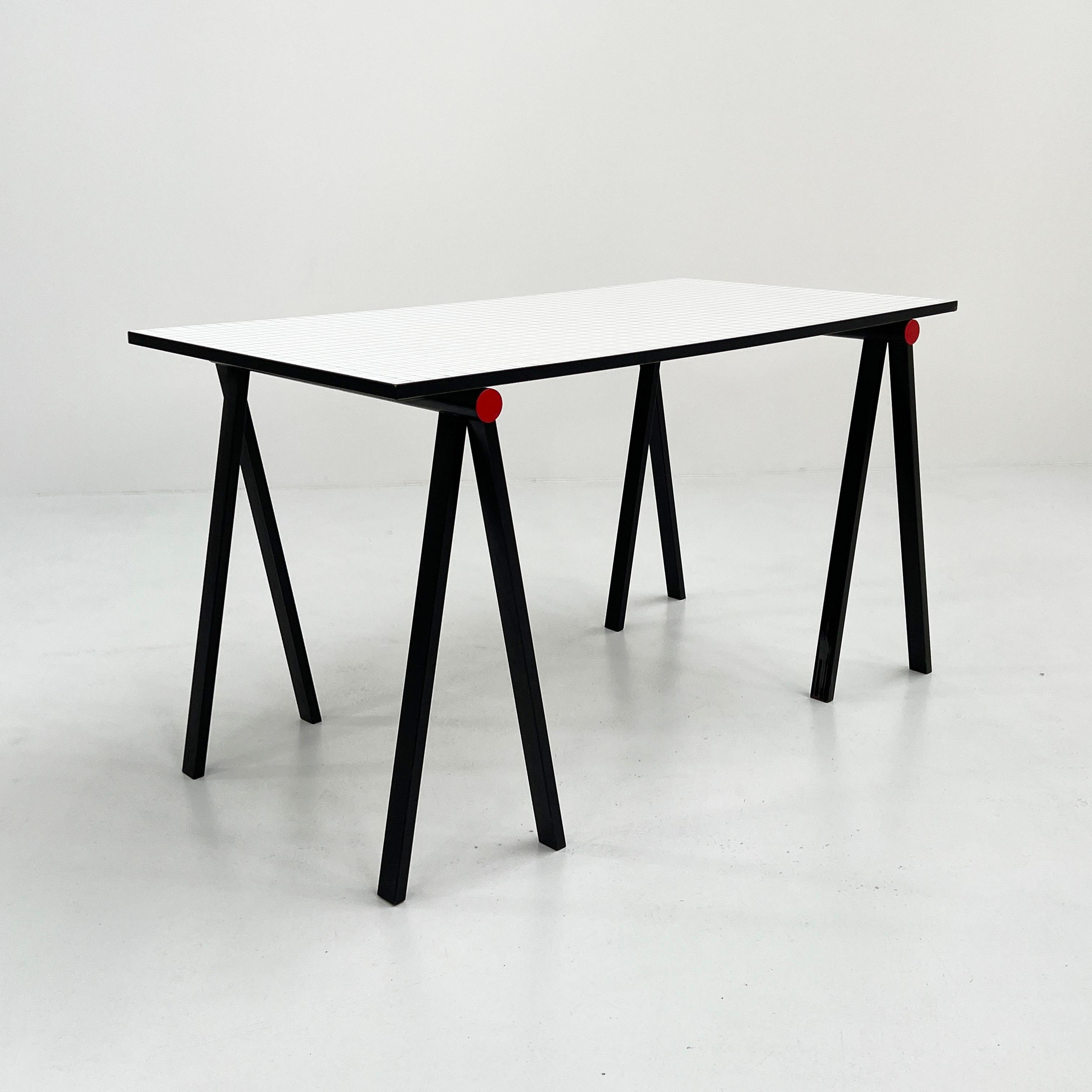 Trestle Desk by Rodney Kinsman for Bieffeplast, 1980s at 1stDibs