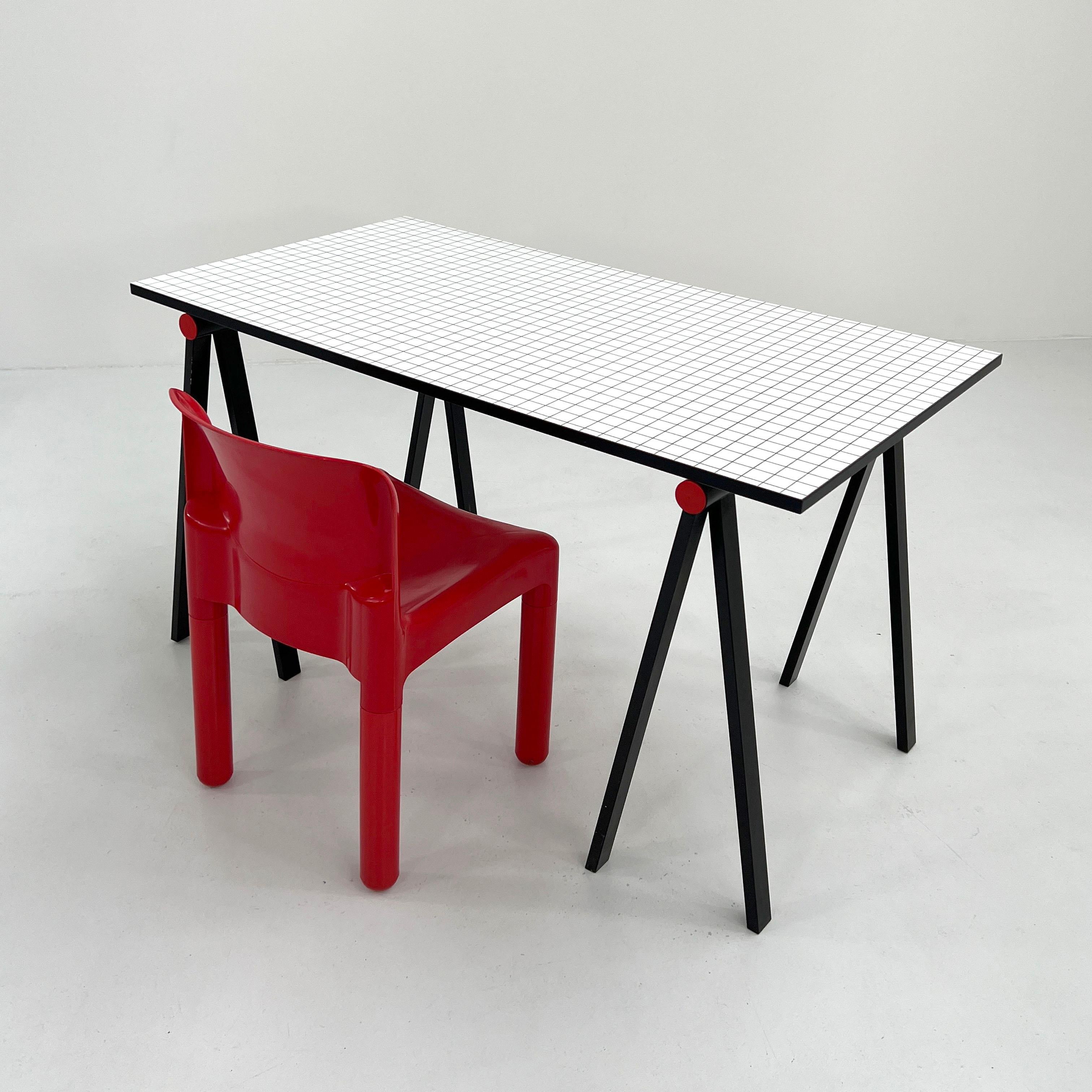 Trestle Desk by Rodney Kinsman for Bieffeplast, 1980s at 1stDibs