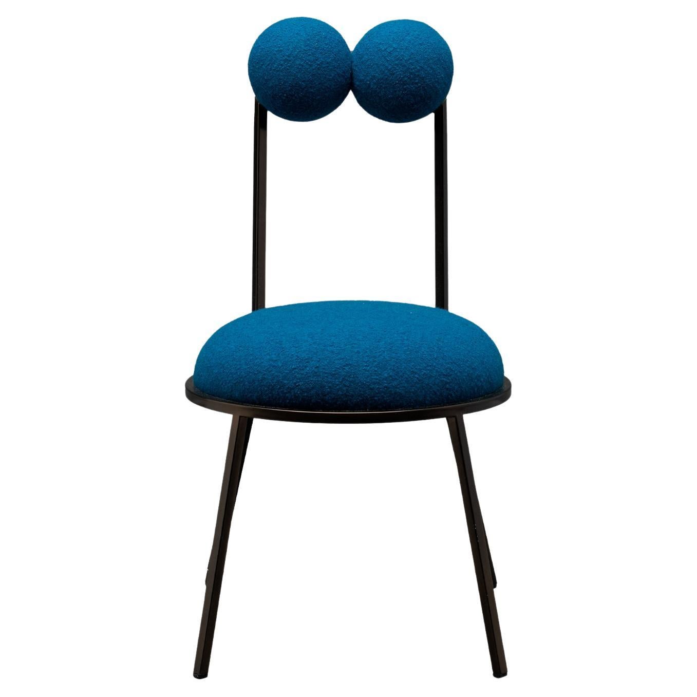 Derriere Petrol Blue Bouclé Chair by Bohinc Studio For Sale at 1stDibs