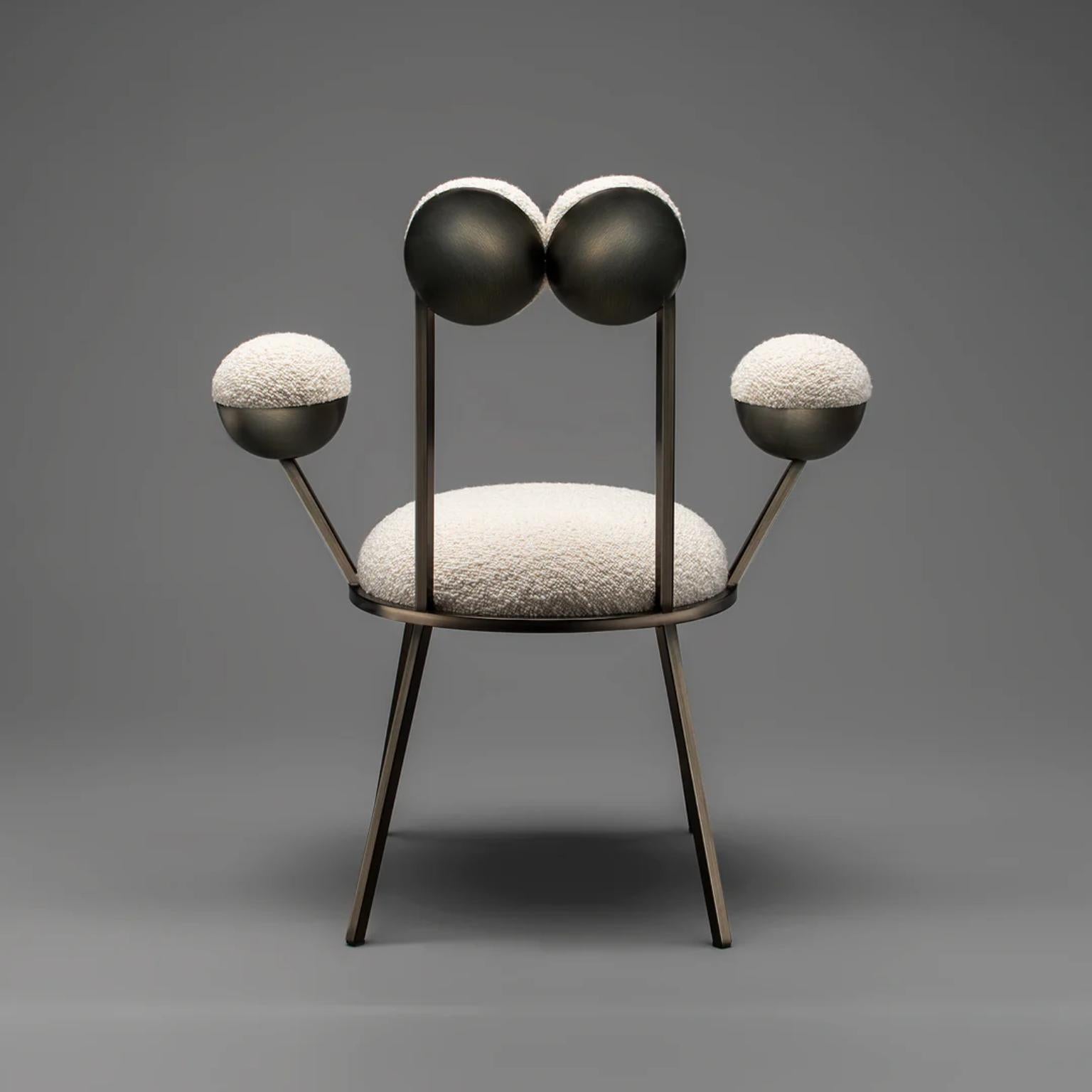 Trevor Pink Bouclé Dining Chair With Armrests by Bohinc Studio For Sale ...