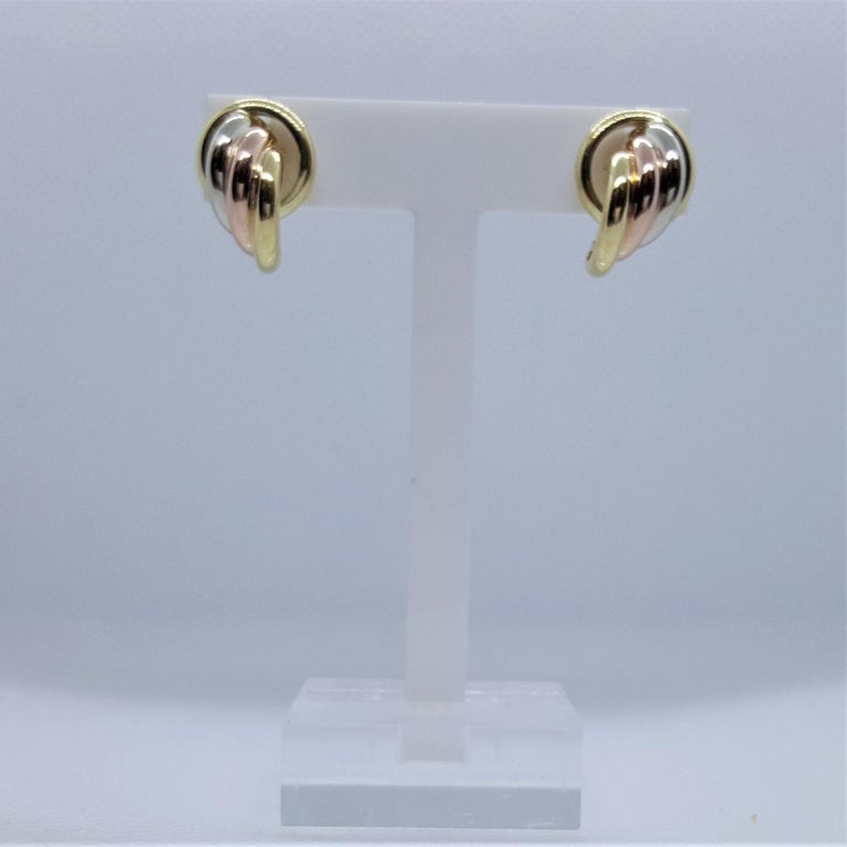 Tri-Color 18Kt Yellow, White, Rose Gold Hoop Knot Earrings, Friction ...