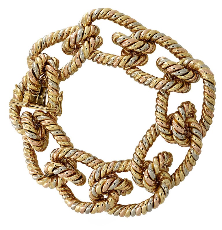 Tri-Color Gold Twisted Rope Bracelet at 1stDibs