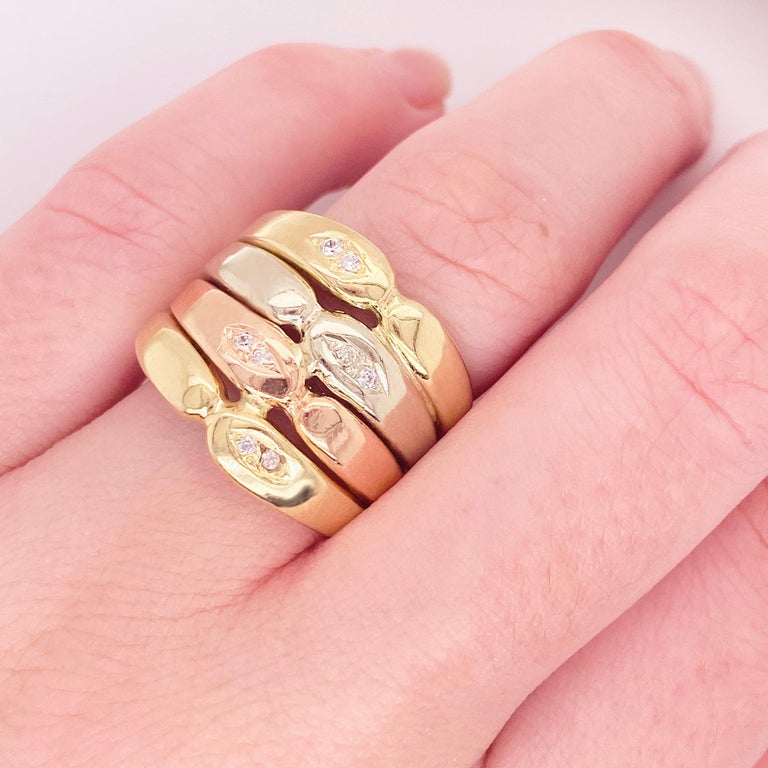 Tri-Color Mix Ring in 14 Karat Yellow Gold, White Gold, Rose Gold, 14 ...