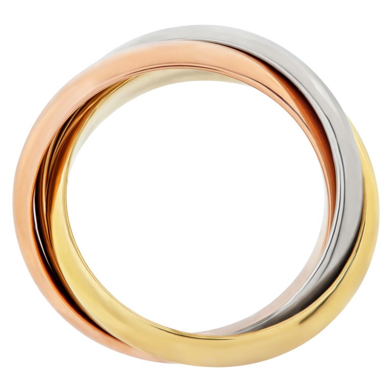 Tri-color rolling ring in 18k yellow, rose and white gold. Size 5 For ...