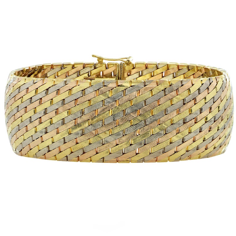 Tri-Color Yellow, White and Rose Gold Bracelet at 1stDibs