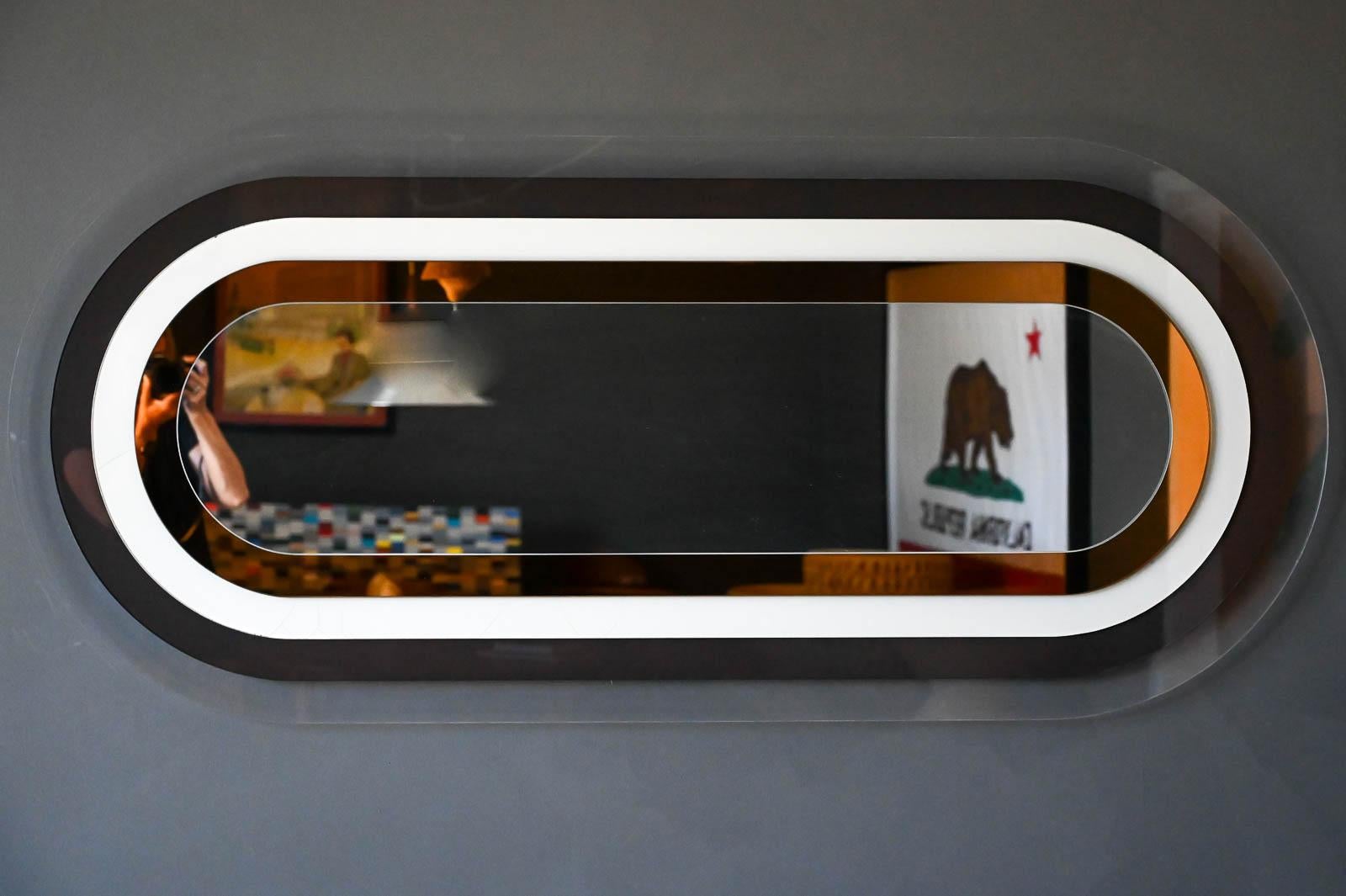 Tri Colored Lucite Memphis Style Racetrack Mirror, ca. 1975 at 1stDibs