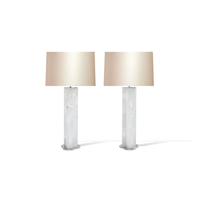 Tri-Column Rock Crystal Quartz Lamps by Phoenix For Sale at 1stDibs