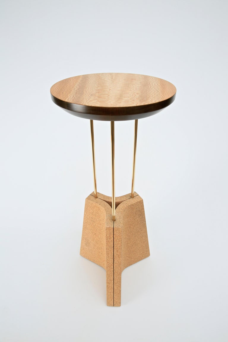 'Tri-Cork' End Table in Cork, Lacewood and Brass by Laurent Peacock For ...