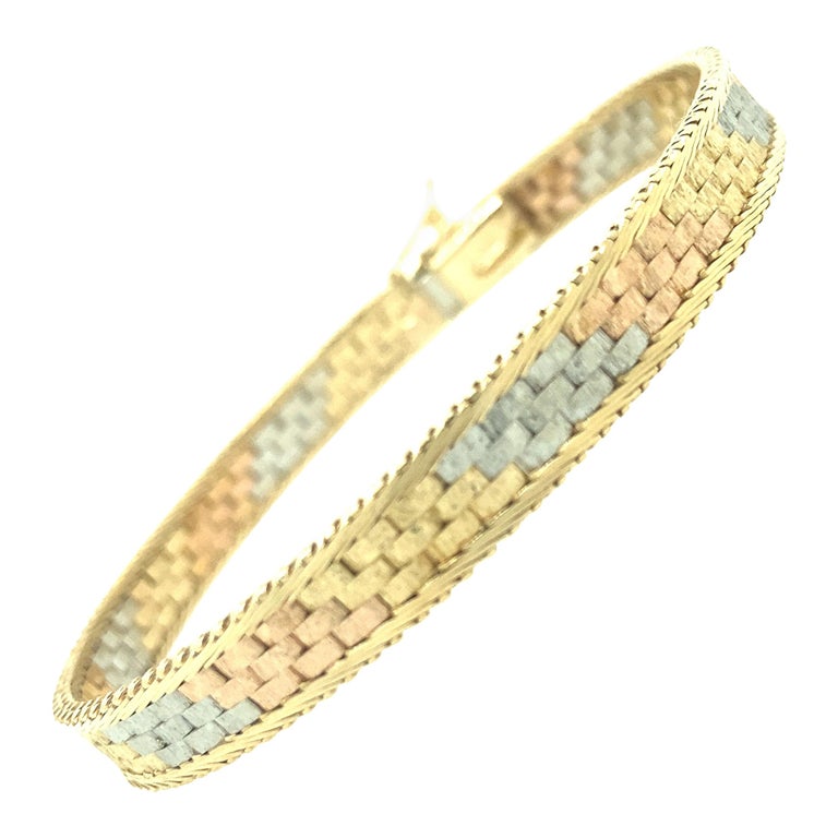 Tri-Gold Mesh Bracelet at 1stDibs