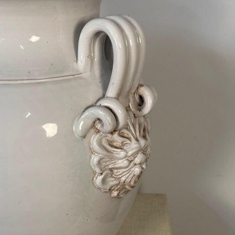 Tri-Handle Large White Ceramic Jug / Vase / Pottery For Sale at 1stDibs