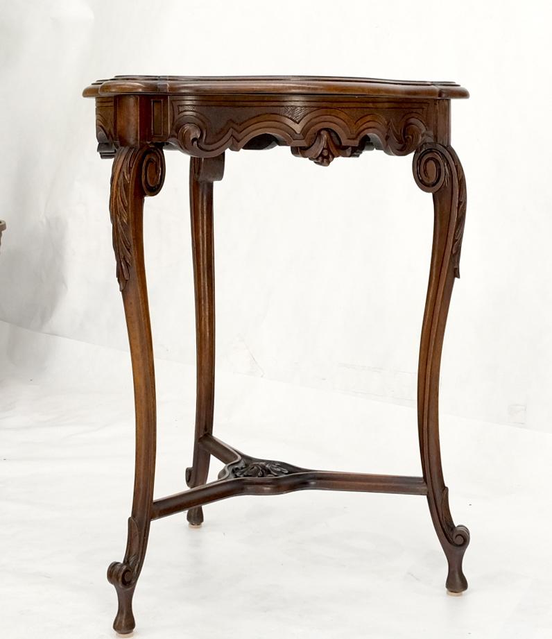 Tri Legged Base Rounded Triangular Shape Carved Walnut Stand Lamp ...