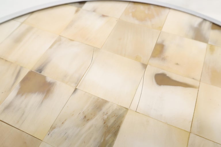 Tri Legged Horn Base Polished Horn Round Tile Top Side End Table at 1stDibs