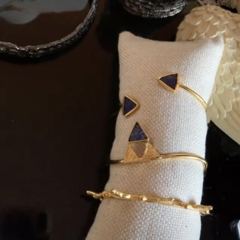 Tri Pyramid Lapis with Gold For Sale at 1stDibs